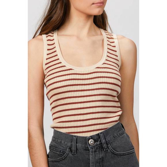 NAADAM | Tops | New Naadam Striped Ribbed Tank In Beige Combo | Poshmark